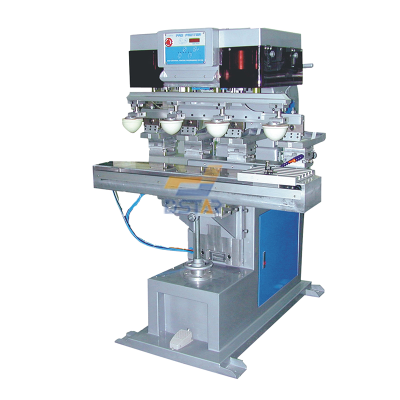 4 color pad printer machine with sliding shuttle and open ink well