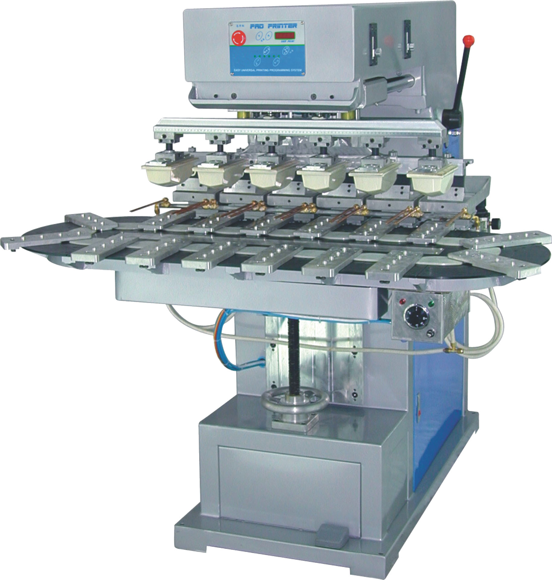 6 color pad printer machine with sliding shuttle and hot air dryer